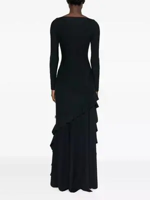 Moschino Long Sleeve Ruffled Asymmetric Dress - Black