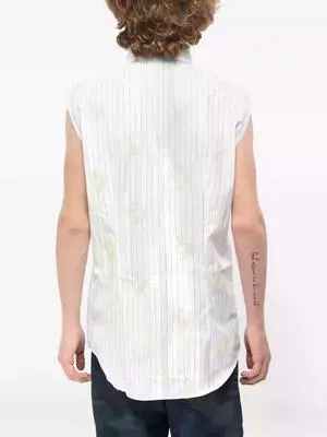 Off-White Sequin-embroidered Striped Sleeveless Shirt