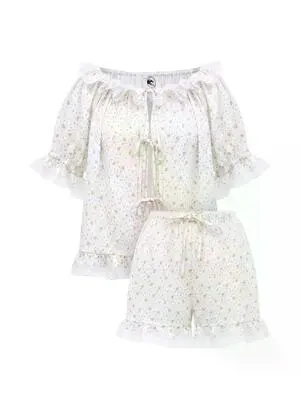 Sleeper Romantica Floral-print Pajamas - White