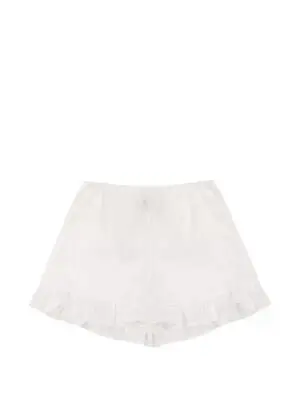 Sleeper Ruffled Trim Linen Shorts - White