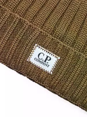 C.P. COMPANY Logo-patch Ribbed-knit Beanie Hat