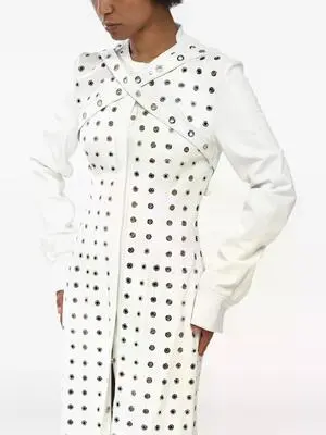 Off-White Eyelet-embellished Belted Midi Dress