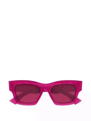 Gucci Gg Monogram-embossed Rectangle-frame Sunglasses - Pink