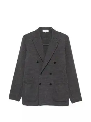 LARDINI Double-breasted Knitted Blazer - Grey