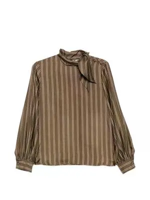 Max Mara Striped Pussy-bow Blouse - Brown