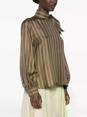 Max Mara Striped Pussy-bow Blouse