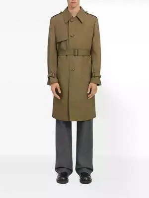 MAISON MARGIELA Coated Cotton Trench Coat - Green