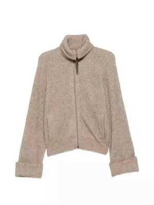 Brunello Cucinelli Ribbed-knit Zip-up Cardigan - Neutrals
