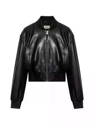 ARMA Hannan Ribbed-trim Leather Bomber Jacket - Black