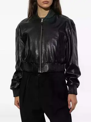 ARMA Hannan Ribbed-trim Leather Bomber Jacket