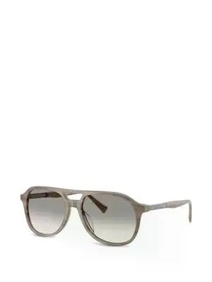 Brunello Cucinelli Panama Nocciola Pilot-frame Sunglasses