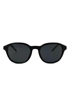 Emporio Armani Logo-plaque Round-frame Sunglasses - Black