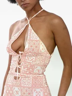 Off-White Maiolica Lace-up Mini Dress