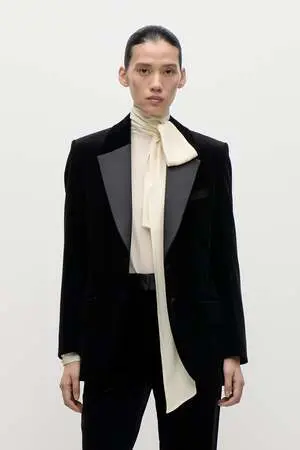 Victoria Beckham Camilla Velvet Tuxedo Jacket - Black