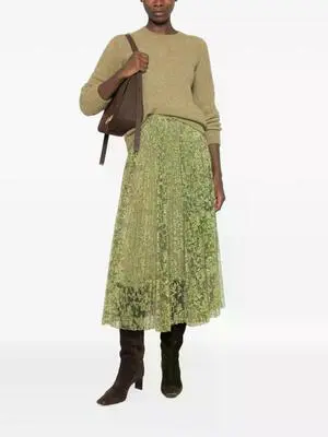 Ermanno Scervino Floral-lace Pleated Midi Skirt - Green