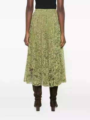 Ermanno Scervino Floral Lace Pleated Midi Skirt
