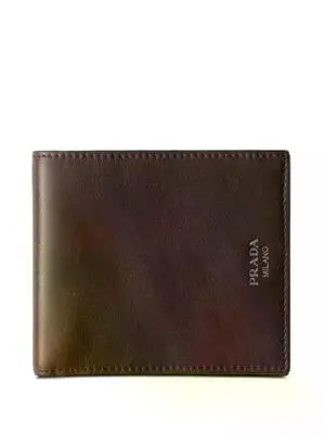 Prada Antiqued Leather Wallet - Brown
