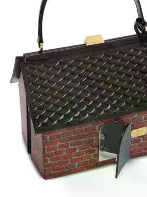 Moschino Brick-print House-shaped Tote Bag