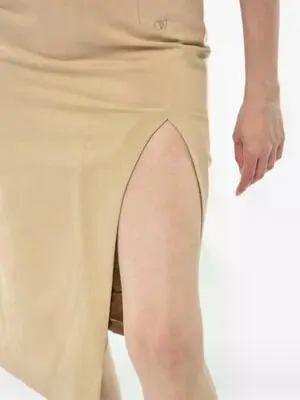 Off-White Logo-embroidered Slit-detail Skirt