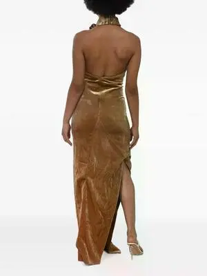 Off-White Ruffled Velour Maxi Dress