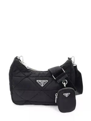Prada 2010s Tessuto Quilted Shoulder Bag - Black