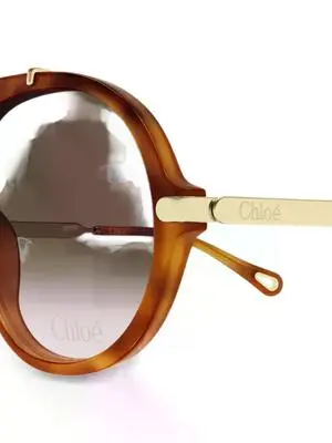 Chloé Tortoiseshell-effect Pilot-frame Sunglasses