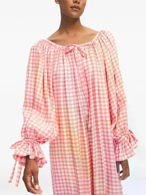 Sleeper Cha-cha Gingham Maxi Linen Dress