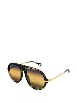 Chloé Tortoiseshell-effect Navigator-frame Sunglasses