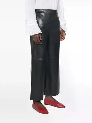 Max Mara Amati Faux Leather Cropped Palazzo Pants