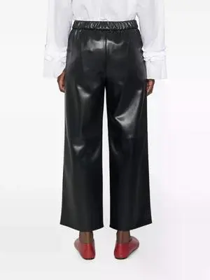 Max Mara Amati Faux Leather Cropped Palazzo Pants