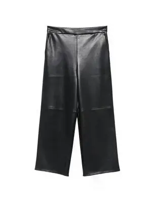 Max Mara Amati Faux Leather Cropped Palazzo Pants - Blue