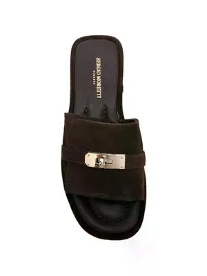 SERGIO MORETTI FIRENZE Suede Sandals With Gold-tone Hardware