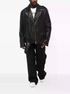 Off-White Shearling Biker Jacket With Vintage Effect