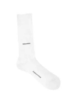 Dsquared2 Logo Embellishment Ribbed Socks - White