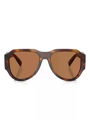 Dolce & Gabbana Striped Geometric Sunglasses - Brown