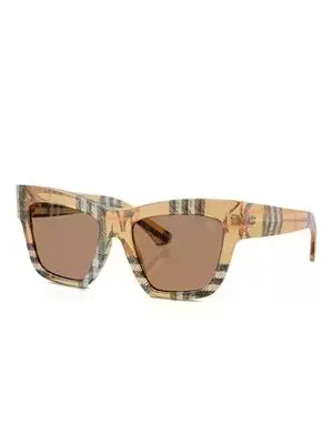 Burberry Check-pattern Geometric Sunglasses - Brown
