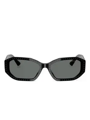 JIMMY CHOO Crystal-embellished Geometric-frame Sunglasses - Black