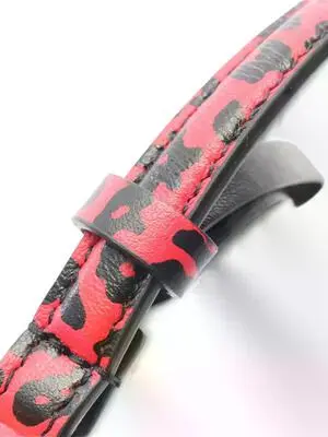 Dior Cd Logo Leopard Print Leather Belt - Red