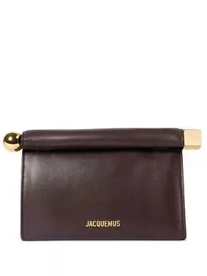 Jacquemus The Rond Carré Logo-plaque Leather Clutch Bag - Brown