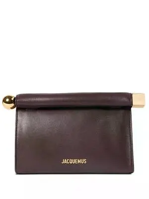 Jacquemus Rond Carré Leather Clutch Bag - Brown