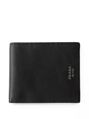 Prada Antiqued Leather Wallet - Black