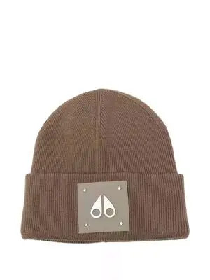 Moose Knuckles Logo-patch Ribbed-knit Beanie Hat - Brown