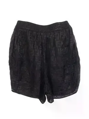 Fendi 2010s Zucca Pattern Silk Shorts - Black