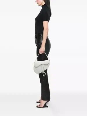 Dior 2019 Grained Calfskin Saddle Bag Shoulder Bag - White