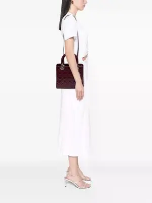Dior 2011 Medium Patent Cannage Lady Satchel - Red