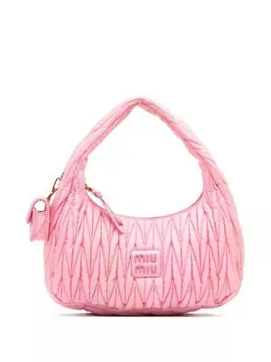 Miu Miu 2010-2026 Medium Matelasse Tessuto Wander Hobo Bag - Pink