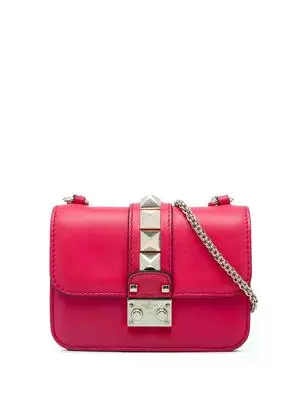 Valentino Garavani 2000-2017 Mini Leather Rockstud Glam Lock Crossbody Bag - Pink