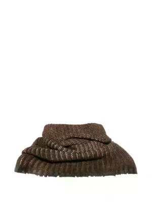 Avant Toi Ribbed-knit Distressed-effect Scarf - Brown