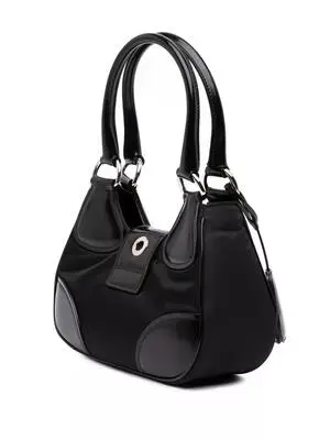 Prada Re Nylon And Shiny Calfskin Moon Satchel - Black