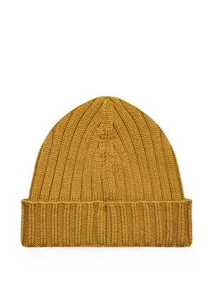 C.P. COMPANY Ribbed-knit Logo-patch Beanie Hat - Yellow